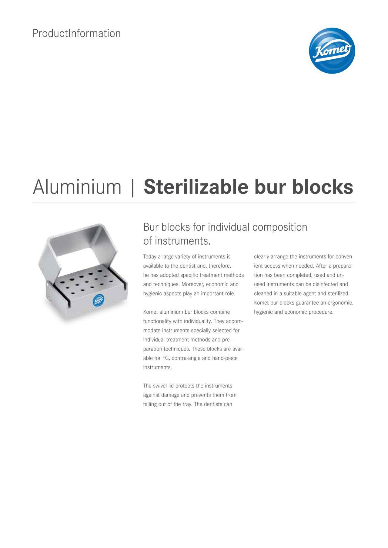 PI | Sterilizable bur blocks – Komet Dental