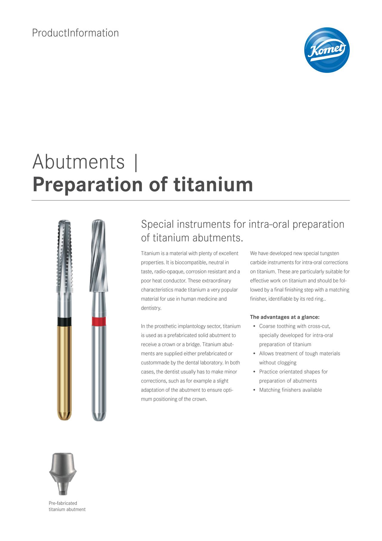 PI | Preparation of titanium – Komet Dental