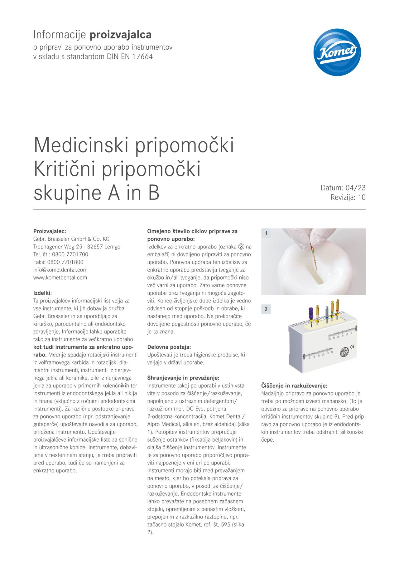 SL Manufacturer’s Information | Medical Devices Critical A and B ...