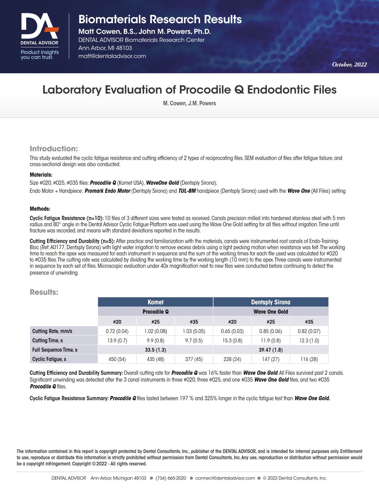 Studie | Procodile Q – Komet Dental
